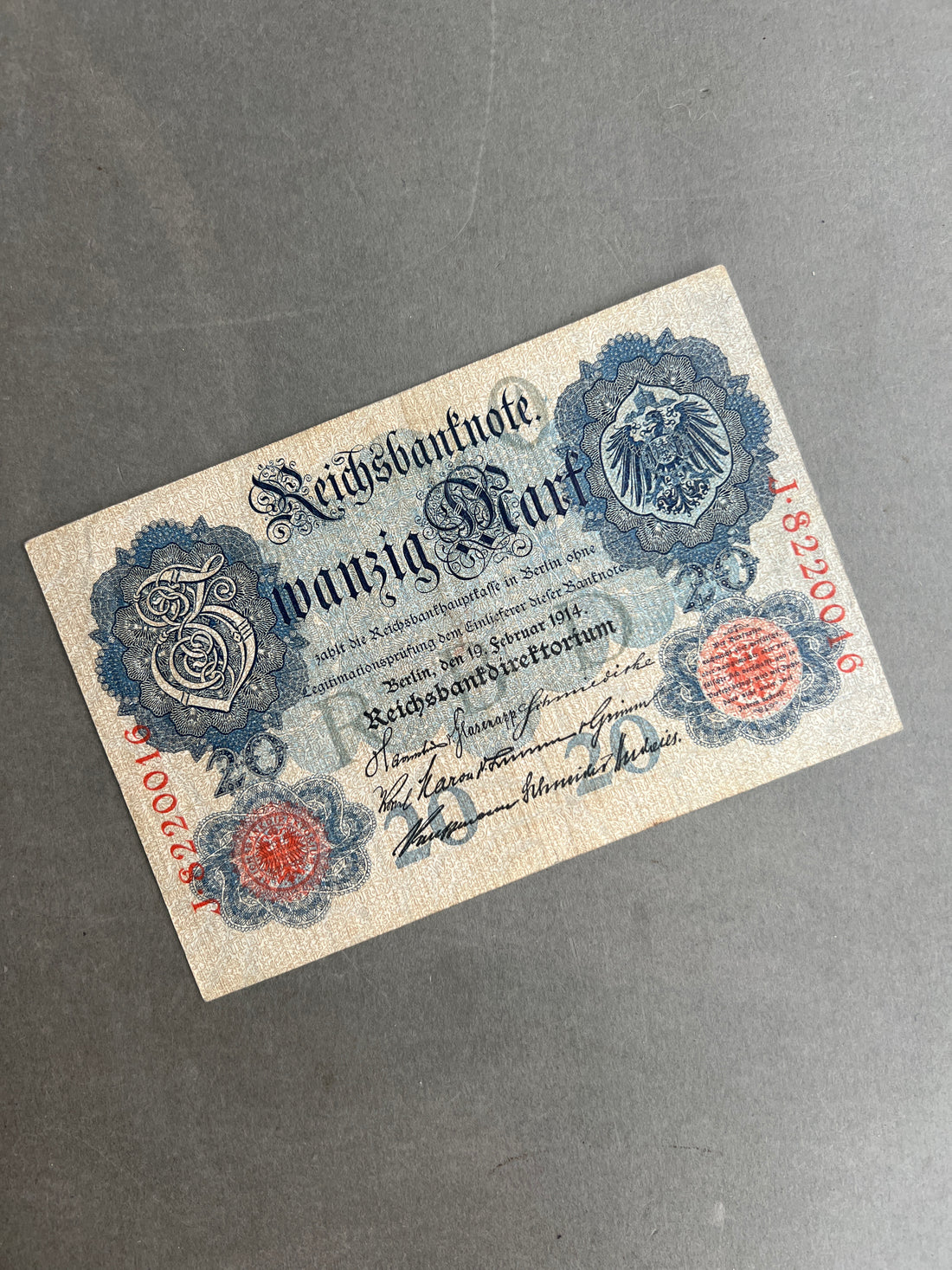 WW1 Tysk "Reichsbanknote" Pengeseddel. Fra 1914. Original. – DJURHUUS ...