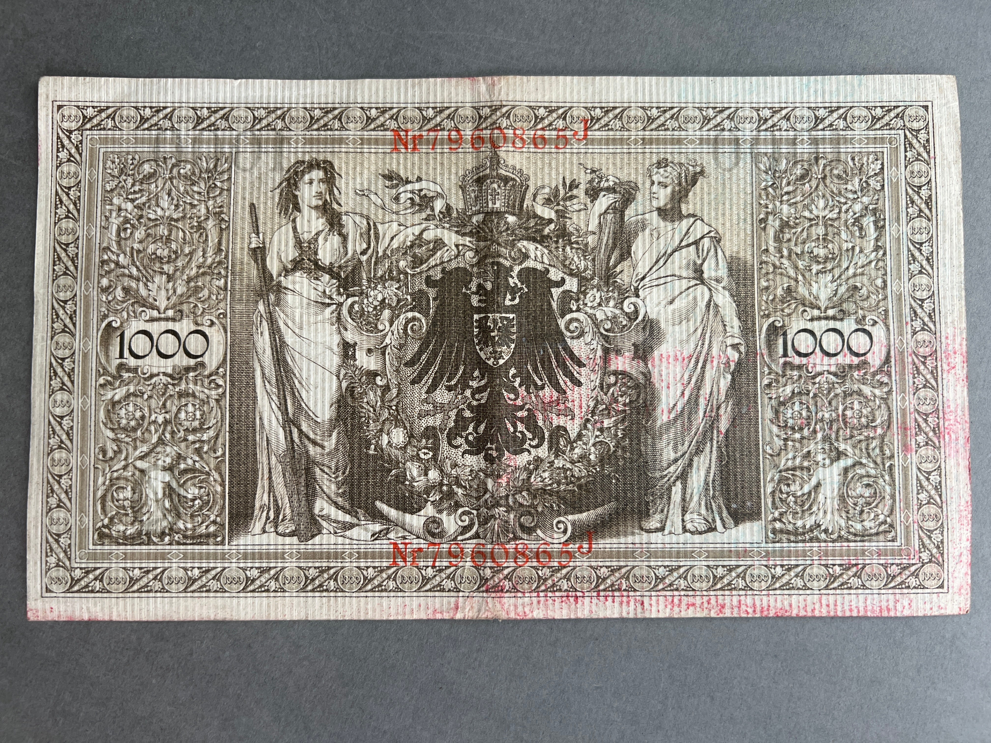 WW1 Tysk "Reichsbanknote" Pengeseddel. Fra 1910. Original. – DJURHUUS ...